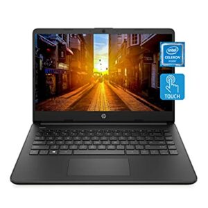 HP 14 Laptop, Intel Celeron N4120, 4 GB RAM, 64 GB Storage, 14-inch HD Touchscreen, Windows 11 Home, Thin & Portable, 4K Graphics, One Year of Microsoft 365 (14-dq0060nr, 2021, Jet Black)