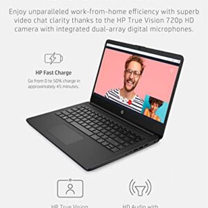 HP 14 Laptop, Intel Celeron N4120, 4 GB RAM, 64 GB Storage, 14-inch HD Touchscreen, Windows 11 Home, Thin & Portable, 4K Graphics, One Year of Microsoft 365 (14-dq0060nr, 2021, Jet Black)