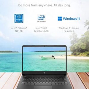 HP 14 Laptop, Intel Celeron N4120, 4 GB RAM, 64 GB Storage, 14-inch HD Touchscreen, Windows 11 Home, Thin & Portable, 4K Graphics, One Year of Microsoft 365 (14-dq0060nr, 2021, Jet Black)