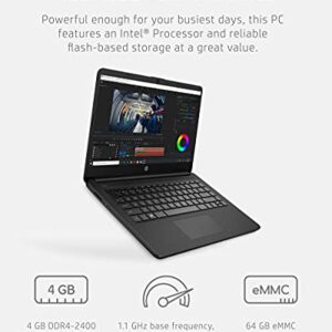 HP 14 Laptop, Intel Celeron N4120, 4 GB RAM, 64 GB Storage, 14-inch HD Touchscreen, Windows 11 Home, Thin & Portable, 4K Graphics, One Year of Microsoft 365 (14-dq0060nr, 2021, Jet Black)