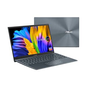 asus zenbook 13 ultra-slim laptop, 13.3” oled fhd nanoedge bezel display, intel core i7-1165g7, 8gb lpddr4x ram, 512gb ssd, numberpad, thunderbolt 4, wi-fi 6, windows 10 home, pine grey, ux325ea-es71