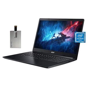 2021 acer aspire 1 15.6″ fhd laptop computer, intel celeron n4020 processor, 4gb ram, 64gb emmc, 1 year office 365, intel uhd graphics 600, webcam, hdmi, win 10 s, black, 128gb snowbell usb card