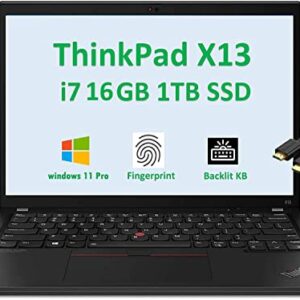 Lenovo ThinkPad X13 Gen 2 13.3" WUXGA (Intel 4-core i7-1165G7, 16GB RAM, 1TB PCIe SSD) IPS Business Laptop, Backlit Keyboard, Thunderbolt 4, Fingerprint, WiFi 6E, IST Cable, Webcam, Win 11 Pro