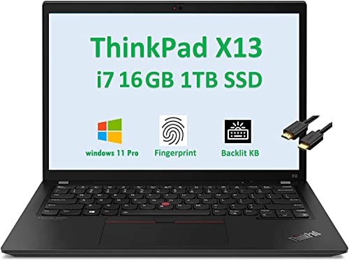 Lenovo ThinkPad X13 Gen 2 13.3" WUXGA (Intel 4-core i7-1165G7, 16GB RAM, 1TB PCIe SSD) IPS Business Laptop, Backlit Keyboard, Thunderbolt 4, Fingerprint, WiFi 6E, IST Cable, Webcam, Win 11 Pro