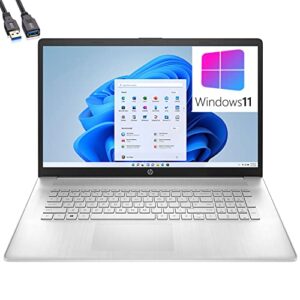 hp 2023 newest 17 17.3″ fhd laptop computer, 12th gen intel 10-core i5-1235u, 64gb ddr4 ram, 4tb ssd, ac wifi, bluetooth, backlit keyboard, natural silver, windows 11, broag usb extension cable