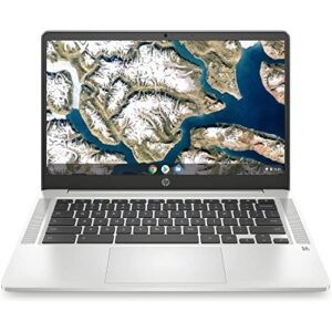 hp chromebook 14a-na0052tg 14″ hd (1366 x 768) anti glare, intel celeron n4120 processor, intel uhd graphics 600, 4gb lddr4 ram, 64gb emmc storage, wifi & bluetooth chrome os, mineral silver (renewed)