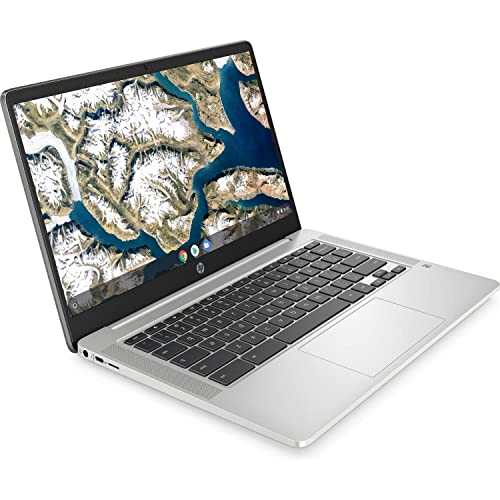 HP Chromebook 14a-na0052tg 14" HD (1366 x 768) Anti Glare, Intel Celeron N4120 Processor, Intel UHD Graphics 600, 4GB LDDR4 RAM, 64GB eMMC Storage, Wifi & Bluetooth Chrome OS, Mineral Silver (Renewed)