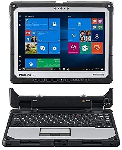 Panasonic Toughbook 33, CF-33, Intel i5-7300U, 12" QHD Touch+Digitizer, 8GB RAM, 256GB SSD, Webcam, 8MP Rear Camera, dGPS, 4G LTE, 2D Bar Laser, Dual Pass, Premium Keyboard, Win 10 Pro (Renewed)