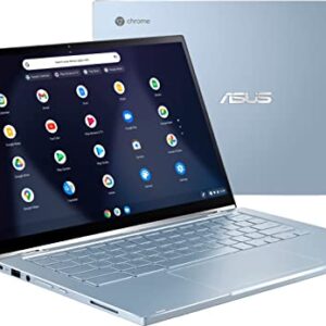 ASUS 2022 2-in-1 14" FHD Touchscreen Chromebook Laptop, Intel Core M3-8100Y Processor, 8GB RAM, 64GB eMMC Hard Drive, Backlit Keyboard, HD Webcam, Speakers, Chrome OS, Silver, 128GB Snowbell USB Card