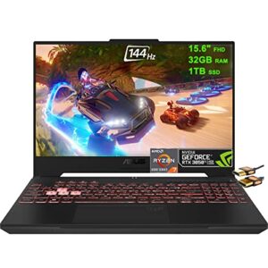 asus tuf gaming a15 laptop 15.6″ fhd 144hz (adaptive-sync) amd ryzen 6000 series 8-core ryzen 7 6800h (beats i7-11370h) 32gb ram 1tb ssd geforce rtx3050ti 4gb rgb backlit hi-res win11 + hdmi cable