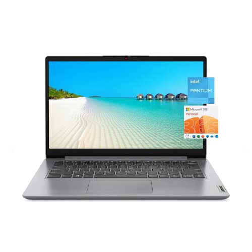 Lenovo 2023 Newest Ideapad 1i 14" HD Ultra-Light Laptop, Intel Pentium N5030 4-Core(Beat N4020), 4GB RAM, 128GB Storage, Stereo Speakers, Up to 10 Hours, WiFi, USB-A&C, 1 Year Microsoft 365, Win11 S