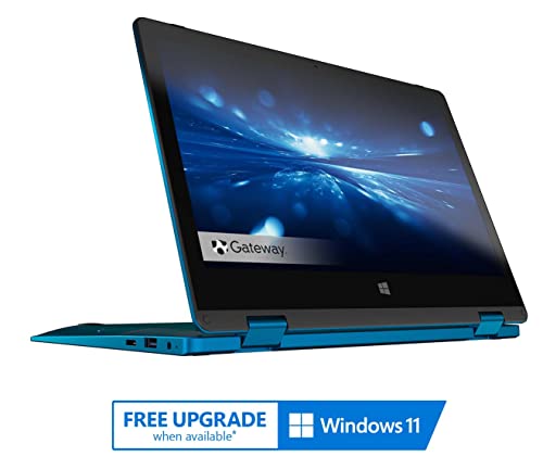 Newest Gateway Touchscreen 11.6 HD 2-in-1 Convertible Laptop in Blue Intel N4020 4GB RAM 64GB SSD Mini-HDMI Webcam Windows 10 S