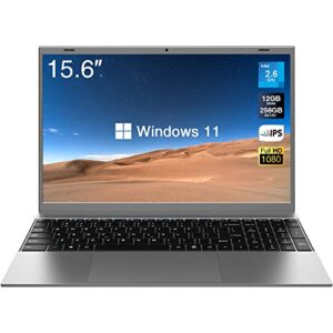 bitecool windows 11 laptop, 15.6 inches full hd ips display, intel celeron n4120 quad core, 12gb ram and 256gb ssd laptop computer, 2.4/5g wifi, bt4.2, full size keyboard and ultra slim