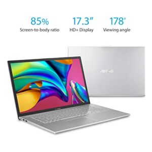 ASUS VivoBook 17 F712DA Thin and Light Laptop, 17.3” HD+, Intel Core i5-8265U Processor, 8GB DDR4 RAM, 128GB SSD + 1TB HDD, Windows 10 Home, Transparent Silver, F712DA-DB51