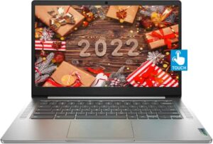 lenovo chromebook 3 laptop computer, 14-inch full hd touchscreen display, mediatek 8-core mt8183c, 4gb ram, 64gb emmc, webcam, usb-c, bluetooth, sd card reader, wifi, chrome os, grey, titac card