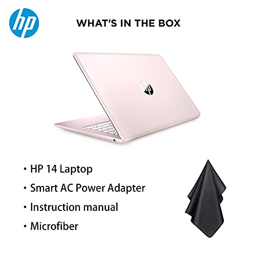 2021 Newest HP Premium 14 inch HD Laptop, Intel Dual-Core Processor Up to 2.6GHz, 4GB RAM, 64GB eMMC Storage, Webcam, Bluetooth, HDMI, Wi-Fi, Rose Pink, Windows 10 with 1 Year Microsoft 365 (Renewed)