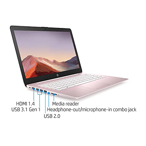 2021 Newest HP Premium 14 inch HD Laptop, Intel Dual-Core Processor Up to 2.6GHz, 4GB RAM, 64GB eMMC Storage, Webcam, Bluetooth, HDMI, Wi-Fi, Rose Pink, Windows 10 with 1 Year Microsoft 365 (Renewed)