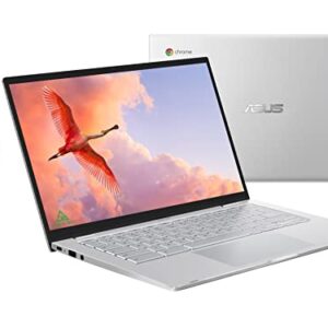 ASUS 2022 14" FHD Chromebook Laptop, Intel Core M3-8100Y Processor, 8GB RAM, 64GB eMMC Flash Memory, Backlit Keyboard, Intel Graphics, HD Webcam, Chrome OS, Silver, 32GB Snowbell USB Card