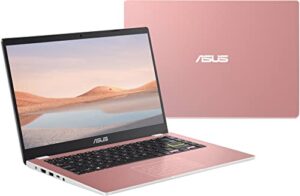 2022 asus 14″ thin light business student laptop computer, intel celeron n4020 processor, 4gb ddr4 ram, 320 gb storage, 12hours battery, webcam, zoom meeting, win11 + 1 year office 365, rose gold