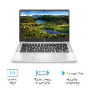 2022 Newest HP Chromebook Laptop, 14" HD Screen, AMD 3015Ce Processor, 4GB RAM, 32GB eMMC Flash Memory, Webcam, WiFi, Bluetooth, Fast Charge, Chrome OS, Mineral Silver (Renewed)