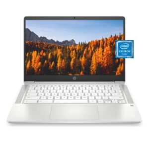 HP Chromebook 14 Laptop, Intel Celeron N4020, 4 GB RAM, 32 GB eMMC, 14” HD Micro-Edge Display, Chrome OS, Thin & Portable, 4K Graphics, Snow White Keyboard (14a-na0023nr, 2021, Ceramic White)