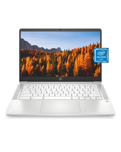 HP Chromebook 14 Laptop, Intel Celeron N4020, 4 GB RAM, 32 GB eMMC, 14” HD Micro-Edge Display, Chrome OS, Thin & Portable, 4K Graphics, Snow White Keyboard (14a-na0023nr, 2021, Ceramic White)