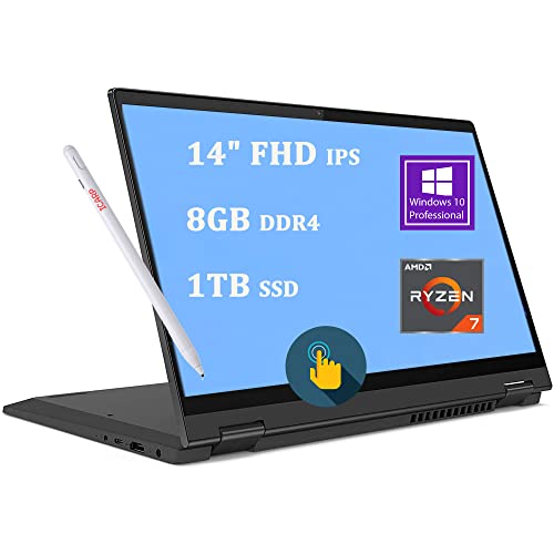 Lenovo Premium Flex 5 2-in-1 Business Laptop | 14" FHD IPS Touchscreen | AMD 8-Core Ryzen 7 4700U (> i7-10510U) | 8GB DDR4 1TB SSD | Fingerprint Backlit KB USB-C HDMI Dolby Win10 Pro + Pen