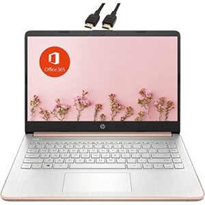 2022 newest hp premium 14-inch hd laptop| intel celeron n4020 to 2.8ghz 8gb ram 128gb(64gb ssd+ 64gb card)| webcam bluetooth hdmi usb-c wi-fi| win 11 s with 1 year ms 365| lioneye bundle| rose gold