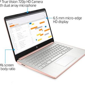 2022 Newest HP Premium 14-inch HD Laptop| Intel Celeron N4020 to 2.8GHz 8GB RAM 128GB(64GB SSD+ 64GB Card)| Webcam Bluetooth HDMI USB-C Wi-Fi| Win 11 S with 1 Year MS 365| LIONEYE Bundle| Rose Gold