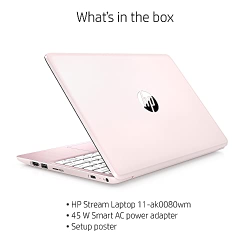 HP Diagonal HD Stream PC Laptop, Intel Celeron N4020 Processor, 4GB RAM, 64GB EMMC, 802.11ac, Bluetooth 4.2, HDMI, Windows 10 (Rose Pink), 11-11.99 inches (HP11ak)