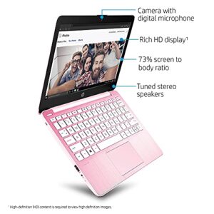 HP Diagonal HD Stream PC Laptop, Intel Celeron N4020 Processor, 4GB RAM, 64GB EMMC, 802.11ac, Bluetooth 4.2, HDMI, Windows 10 (Rose Pink), 11-11.99 inches (HP11ak)