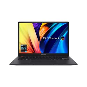 asus vivobook s 14 oled slim laptop, 14” 2.8k 16:10 display, intel evo platform, intel core i7-12700h cpu, 16gb ram, 512gb ssd, windows 11 home, indie black, k3402za-db74