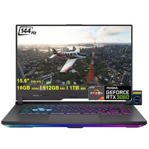 asus rog strix g15 g513 gaming laptop | 15.6″ fhd 144hz | amd 8-core ryzen 7 4800h (>i7-11370h) | 16gb ddr4 512gb ssd + 1tb ssd | geforce rtx 3060 6gb graphic | usb-c backlit win11 + 32gb microsd card