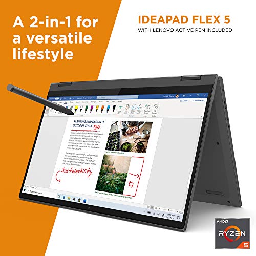 Lenovo Flex 5 14 2-in-1 Laptop, 14.0" FHD Touch Display, AMD Ryzen 5 4500U, 16GB RAM, 256GB Storage, AMD Radeon Graphics, Digital Pen Included, Win 10