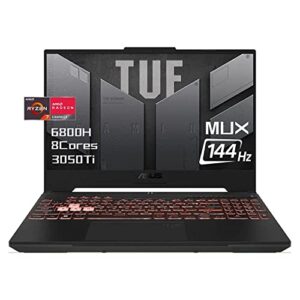 asus 2022 newest tuf gaming a15 15.6” fhd 144hz laptop – amd ryzen 7 -6800h -rtx 3050 ti, ddr5, mux, rgb backlit kb, wifi 6, gray, win 11, w/hdmi (32gb ram