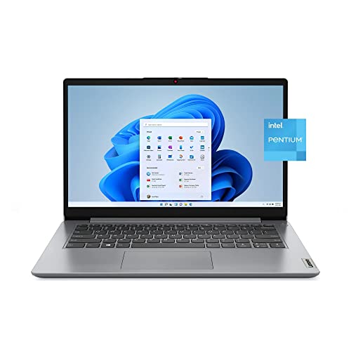 Lenovo Ideapad 1i, 14.0" Laptop, Intel Pentium N5030, 4GB RAM, 128GB eMMC Storage, Cloud Grey, Windows 11 in S Mode, 82V6001DUS