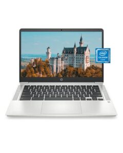 hp chromebook 14 laptop, intel celeron n4020, 4 gb ram, 32 gb emmc, 14” hd micro-edge display, chrome os, thin & portable, 4k graphics, backlit ash gray keyboard (14a-na0024nr, 2021, mineral silver)