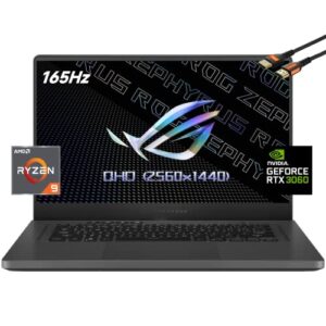 asus rog zephyrus g15 slim flagship gaming laptop, 15.6″ 165hz qhd (2560×1440) 100% dci-p3 pantone, amd ryzen 9 5900hs 8 cores, geforce rtx 3060, rgb backlit kb, wi-fi 6 (40gb ram | 2tb pcie ssd)