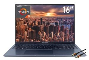 asus vivobook 16x 16 wuxga 16:10 slim laptop amd ryzen 5 5600h amd radeon graphics usb type-c wi-fi6 bluetooth5.0 backlit kb fingerprint reader windows hello win11 w/hdmi(16gb ram | 1tb ssd)