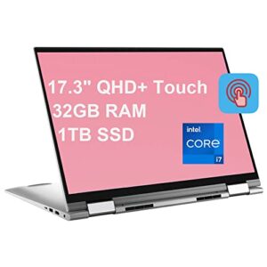 dell inspiron 17 7000 7706 2-in-1 laptop 17.3″ qhd+ touchscreen 11th gen intel quad-core i7-1165g7 32gb ram 1tb ssd intel iris xe graphics backlit kb fingerprint hdmi win10 silver