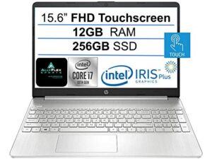 2021 newest hp 15.6 fhd ips touchscreen laptop,10th gen intel quad-core i7-1065g7 (up to 3.9ghz), iris plus graphics, 12gb ram, 256gb ssd, webcam, hdmi, usb-c, wifi, windows 10 home+ allyflex mouspad