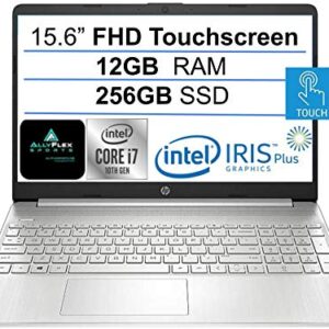 2021 Newest HP 15.6 FHD IPS Touchscreen Laptop,10th Gen Intel Quad-Core i7-1065G7 (Up to 3.9GHz), Iris Plus Graphics, 12GB RAM, 256GB SSD, Webcam, HDMI, USB-C, WiFi, Windows 10 Home+ AllyFlex Mouspad