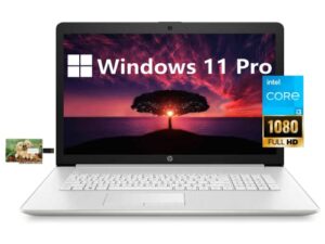 hp 17 business laptop computer, 11th gen intel core i3-1115g4, 17.3″ fhd display, windows 11 pro, 16gb ram 512gb ssd, hdmi, wi-fi, bluetooth, webcam, 32gb durlyfish usb card