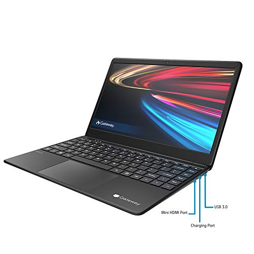 Gateway 14.1" FHD Ultra Slim Laptop Computer, Intel Celeron N3350 up to 2.4GHz, 4GB DDR4 RAM, 64GB eMMC, Office, Business or Education, HDMI, Webcam, Windows 10 S, BROAGE 64GB Flash Drive, Black