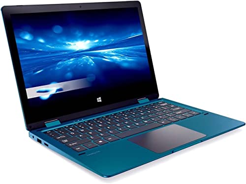 Hugo Tech Mart 11.6" HD Touchscreen 2-in-1 Convertible Laptop, Intel Celeron Processor Up to 2.8Ghz, 4GB RAM, 64GB SSD, Mini-HDMI, Webcam, Super-Fast WiFi Up to 1300 Mbps, Windows 11, Blue (Renewed)