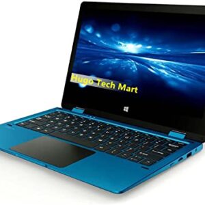 Hugo Tech Mart 11.6" HD Touchscreen 2-in-1 Convertible Laptop, Intel Celeron Processor Up to 2.8Ghz, 4GB RAM, 64GB SSD, Mini-HDMI, Webcam, Super-Fast WiFi Up to 1300 Mbps, Windows 11, Blue (Renewed)