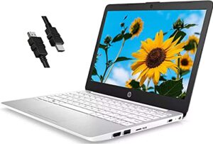 hp stream 11 laptop computer 11.6″ hd wled anti-glare intel celeron n4000 processor 4gb ram 32gb emmc office 365 for 1 year usb-c win10 + hdmi cable