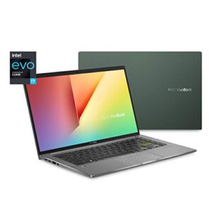 ASUS VivoBook S14 S435 Laptop, 14” FHD Display, Intel Evo Platform, i7-1165G7 CPU, 8GB RAM, 512GB PCIe SSD, Windows 11 Home, AI Noise-Cancellation, Deep Green, S435EA-DH71-GR