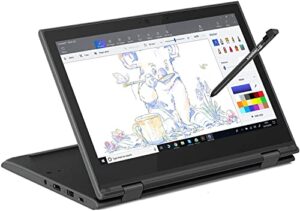 lenovo 300e 11.6″ 2-in-1 touchscreen (4-core intel celeron n4120, 4gb ram, 128gb ssd, active stylus pen, webcam) ruggedized & water resistant flip convertible laptop, type-c, wi-fi, win 10 pro