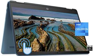 2022 flagship hp x360 chromebook spin 2-in-1 convertible laptop, 14″ hd touchscreen, dual core intel celeron n4120 processor(upto 2.6ghz), 4gb ram, 64gb emmc,hdcamera, wifi, chrome os+hubxcelaccessory